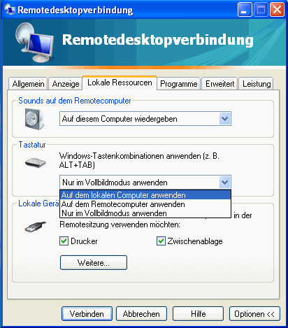 Remotedesktop zu Terminalserver